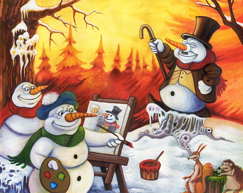 "The merry snowmen painting" by Stijn Van Elst | Redbubble
