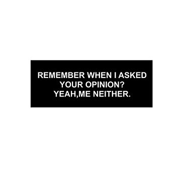 "REMEMBER WHEN I ASKED YOUR OPINION? YEAH,ME NEITHER. Bumper sticker ...