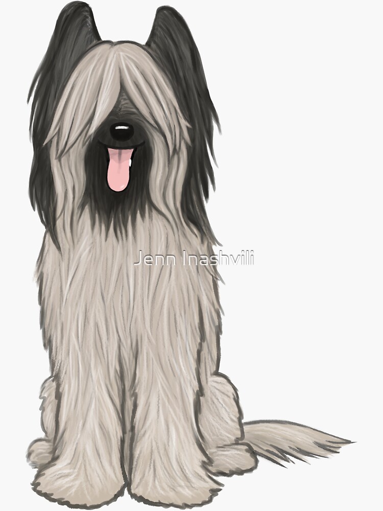 Pegatina «Perro de dibujos animados de Briard con flequillo largo» de ...