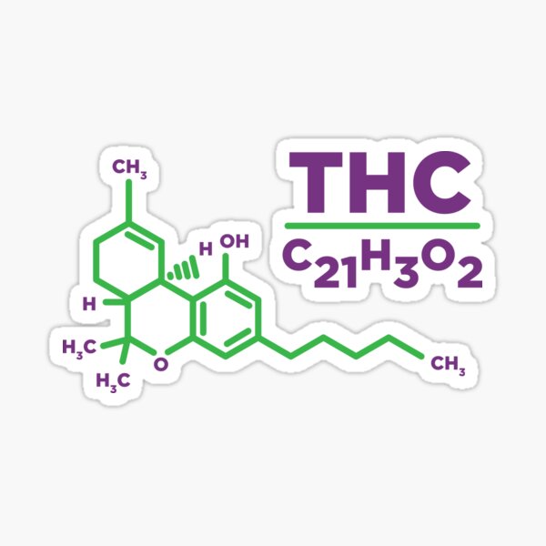 "420 T shirt THC Molecule Tetrahydrocannabinol T-Shirt" Sticker for ...