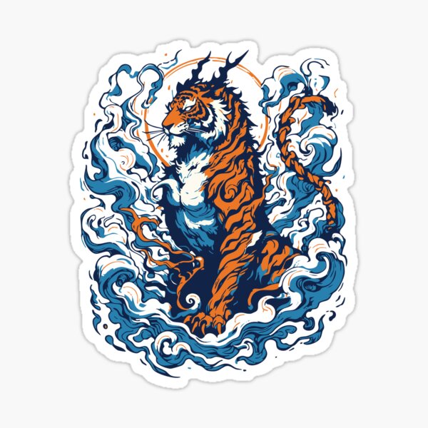 "Oni Tora Tiger Tattoo Retro" Sticker for Sale by TomFrontierArt ...