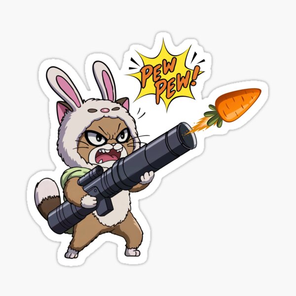"Kawaii Chibi Cat in Bunny Cosplay with Carrot Bazooka – Cute & Funny ...