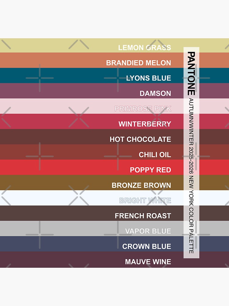 "New York Fashion Week palette, Autumn Winter 2025-2026 - 15 colors ...