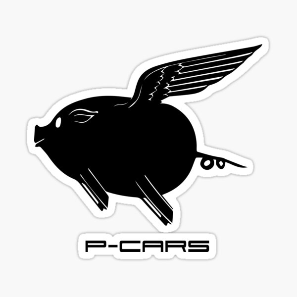 "Flying P-Car Black Pig" Sticker by tfmotorworks | Redbubble