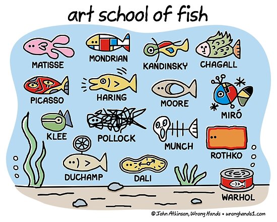 "art school of fish" Poster by WrongHands | Redbubble