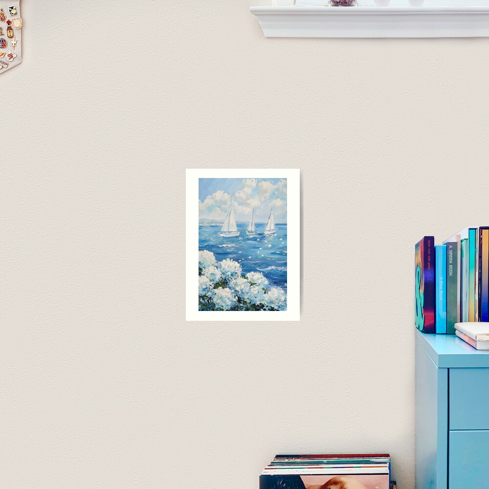 "Coastal Blue and White Hydrangea Ocean" Poster for Sale by Anova ...