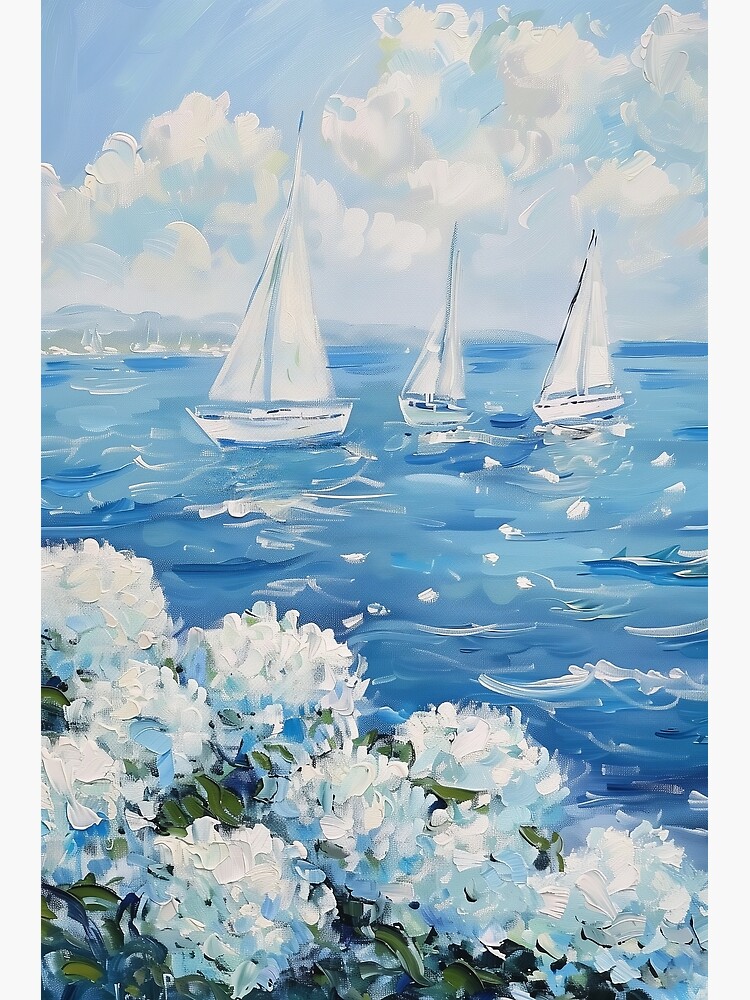 "Coastal Blue and White Hydrangea Ocean" Poster for Sale by Anova ...