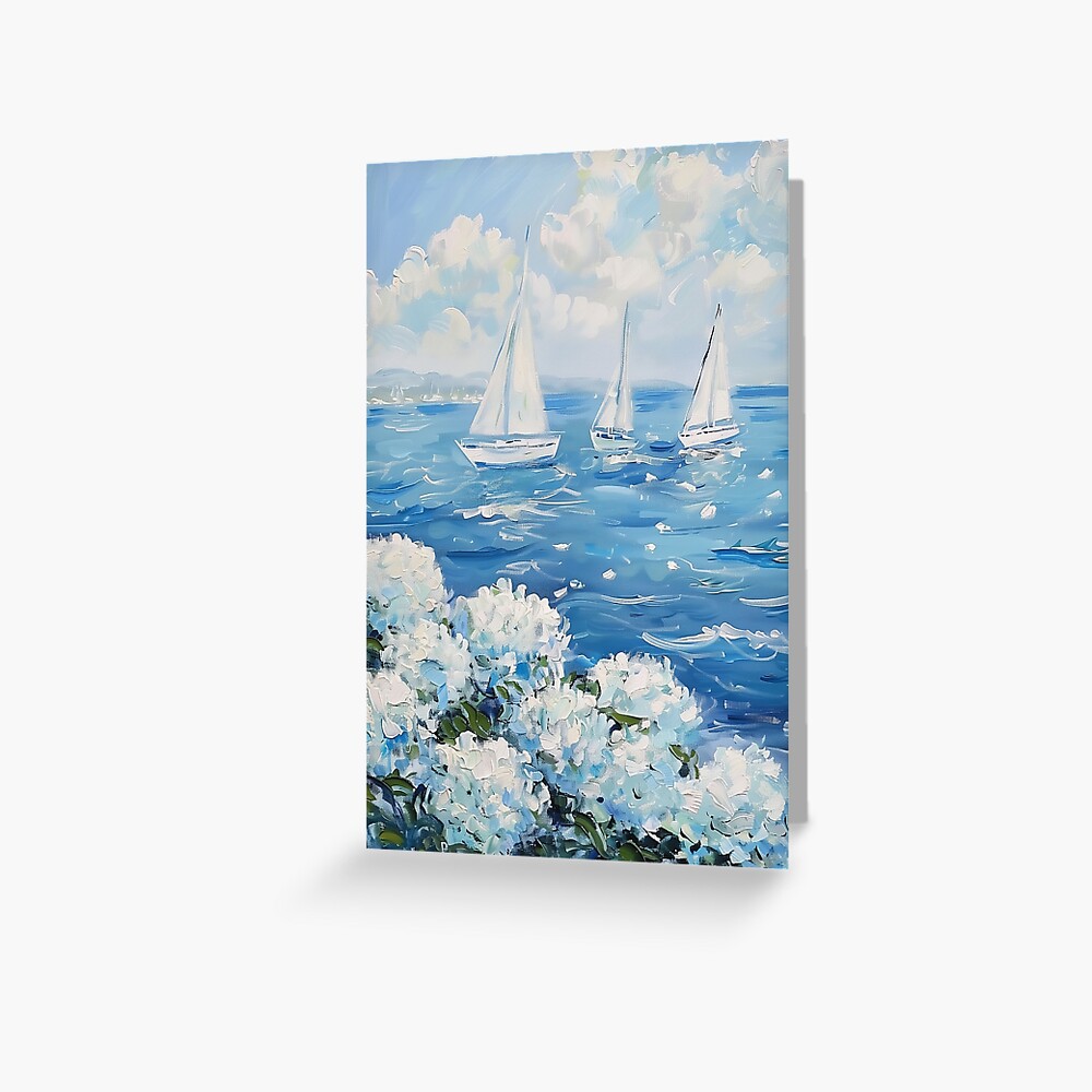 "Coastal Blue and White Hydrangea Ocean" Poster for Sale by Anova ...