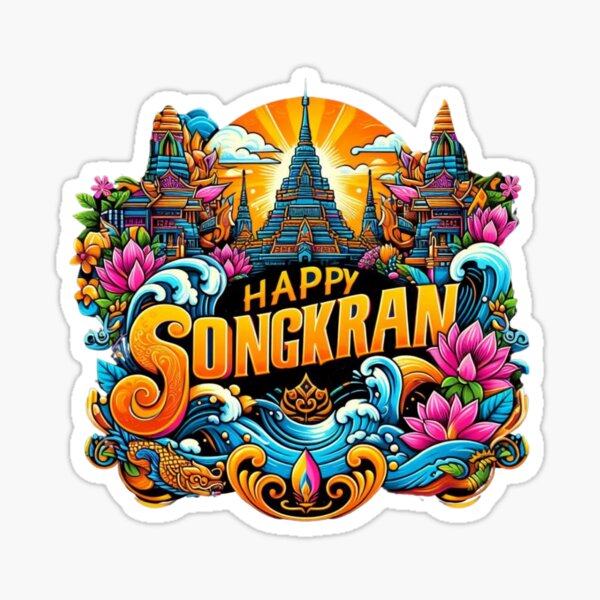 "Happy Songkran" Sticker for Sale by FineArtsPro | Redbubble