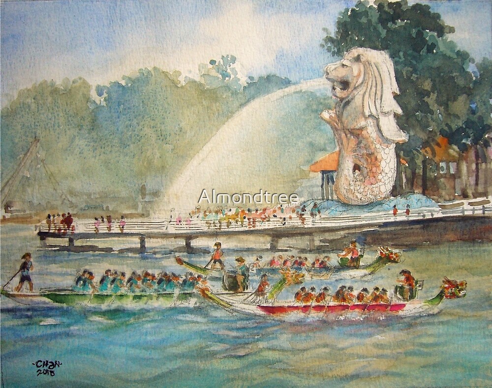 "Dragon Boat rowing race Watercolor Painting id1360033 " by Almondtree ...