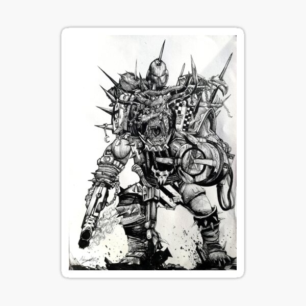 "Ork chief 40k" Sticker by Inkhov | Redbubble