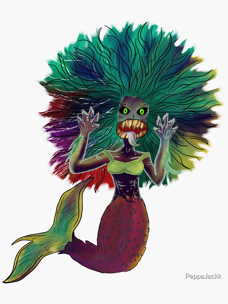 "Hungry Mermaids will Eat" Sticker for Sale by PeppaJackk | Redbubble