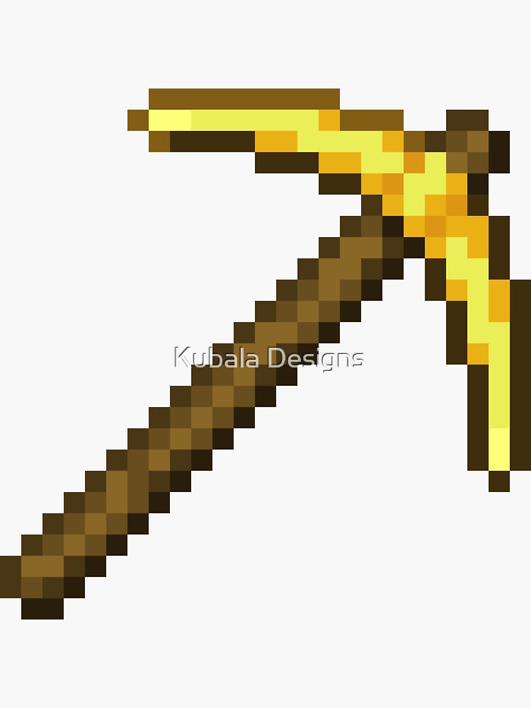 "Minecraft Gold Pickaxe Item Pixel Art" Sticker for Sale by Darcekar ...