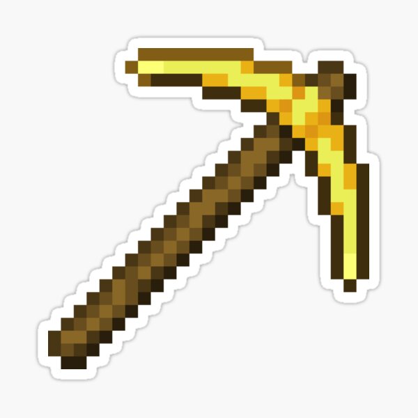"Minecraft Gold Pickaxe Item Pixel Art" Sticker for Sale by Darcekar ...