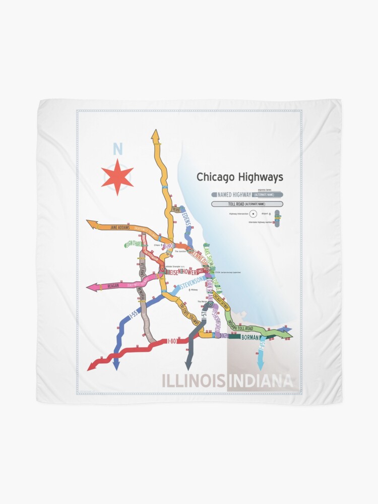 "Chicago Highway Names" Scarf for Sale by Dean Dunakin | Redbubble