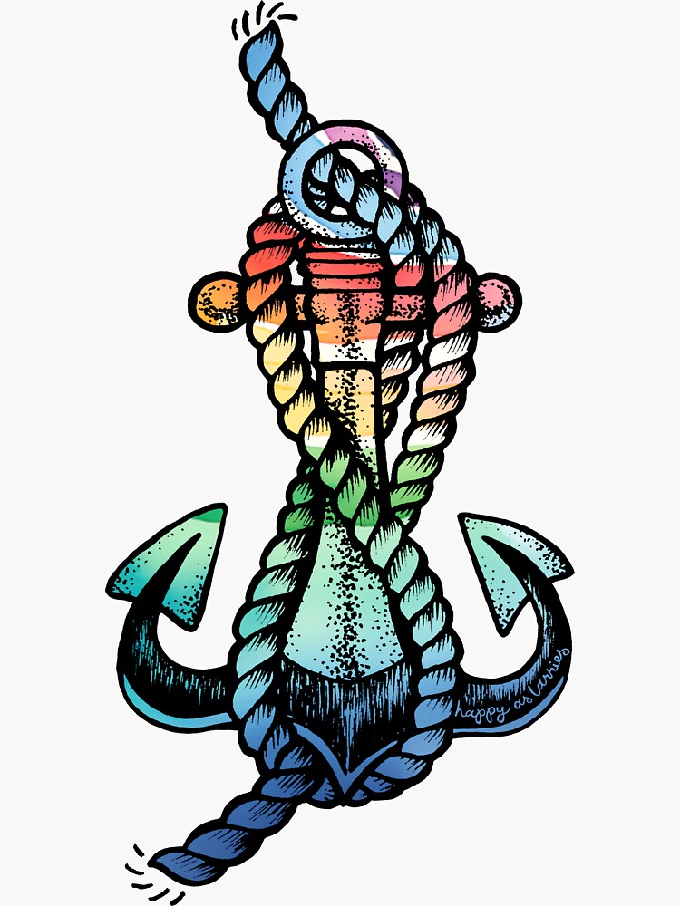 "Happy as Larries Anchor Rope Tattoo" Sticker for Sale by ...