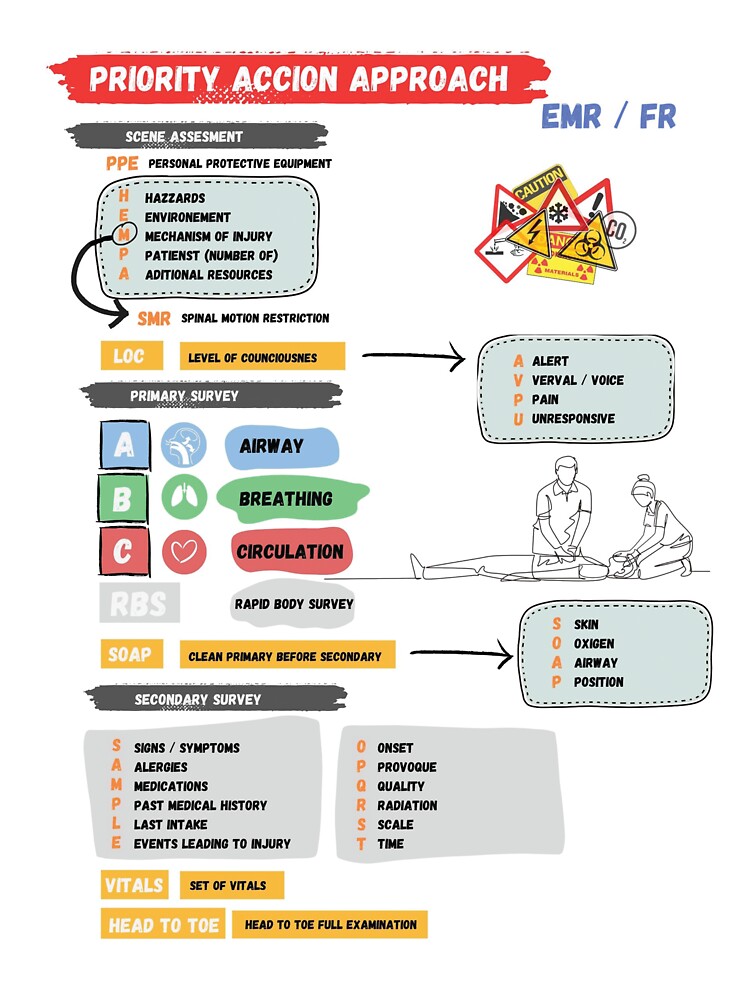 "Emergency Medical Responder Poster | First Aid Flowchart | EMS ...