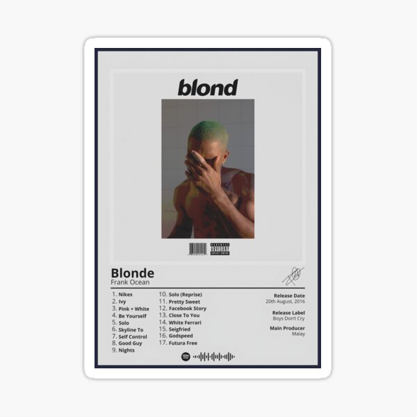 "Blond Album Cover - Frank Ocean" Sticker for Sale by ahayzini | Redbubble