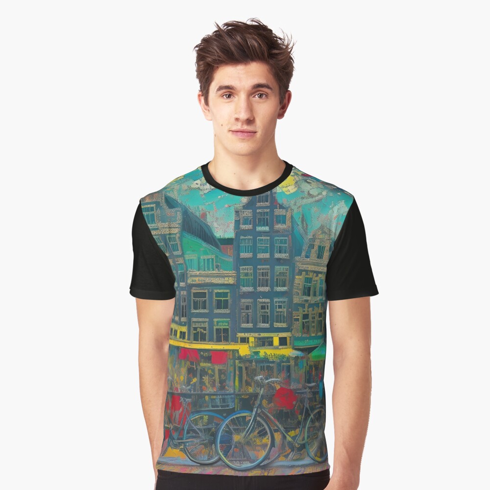 "Amsterdam Bike and Row House, Jackson Pollock Style" Sticker for Sale ...