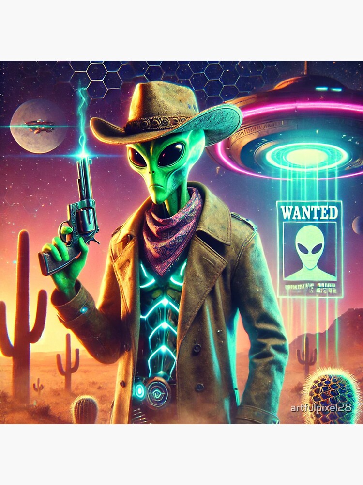 "Cyberpunk Alien Cowboy: Futuristic Sci-Fi Western Art on T-Shirts ...