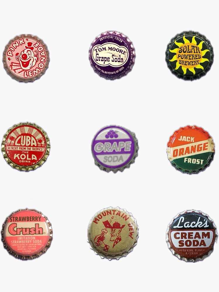 "Vintage bottle caps " Sticker for Sale by Sunnydraws7 | Redbubble