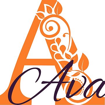 "Ava – Elegant design with floral letter A - orange - (customizable ...