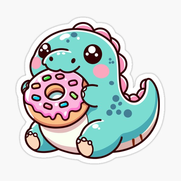 "Dino with donut" Sticker for Sale by Delidream | Redbubble