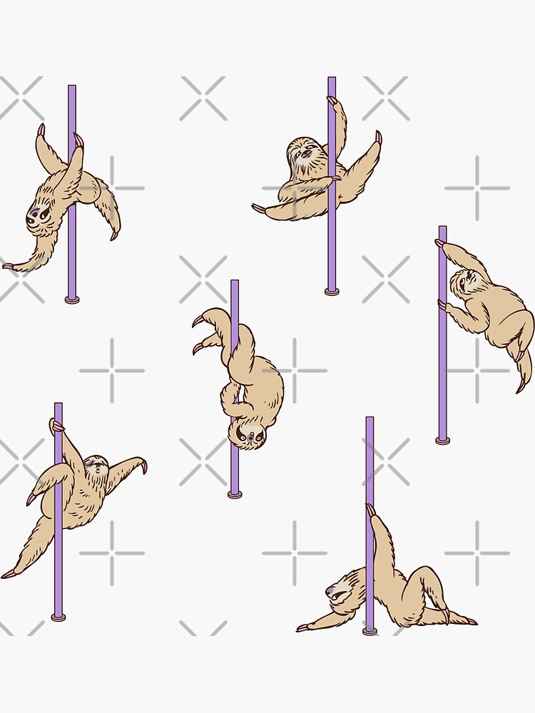 " Sloths Pole Dancing Club" Sticker for Sale by Huebucket | Redbubble