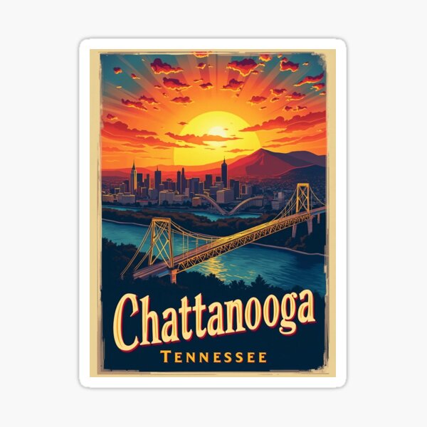 "Digital Retro Pop Art Poster of Chattanooga, Tennessee | Colorful City ...