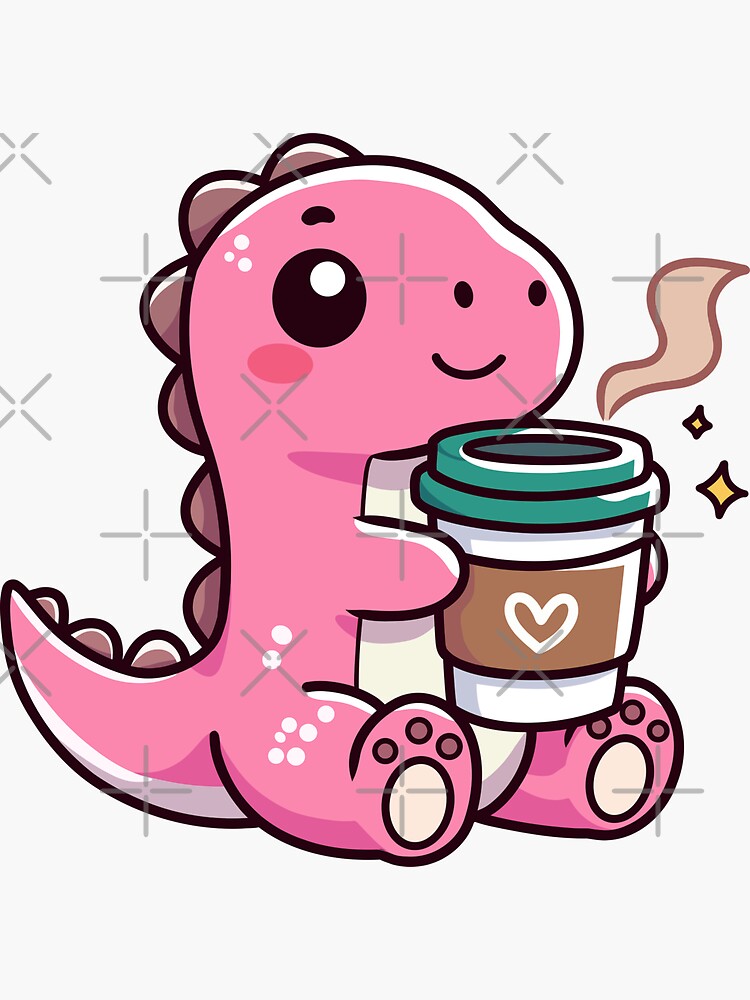 "Dino with coffee " Sticker for Sale by Delidream | Redbubble