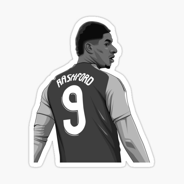 "Marcus Rashford Black and White Version" Sticker for Sale by Aldduardo ...