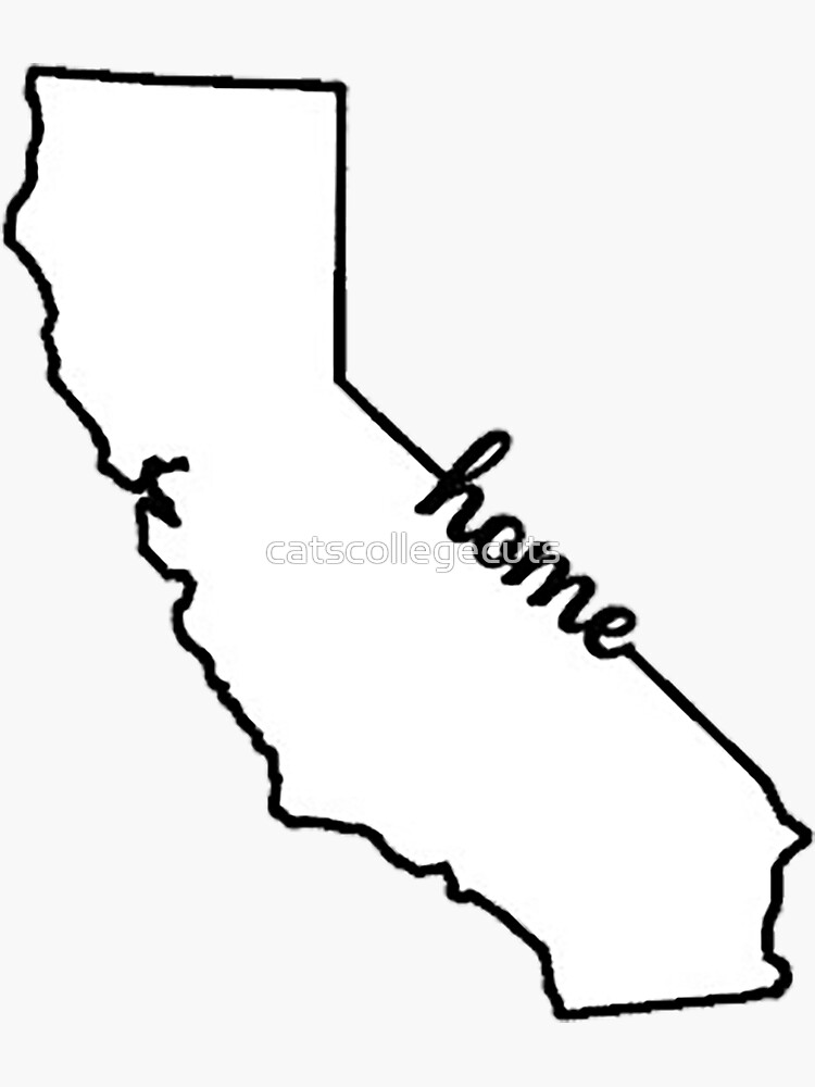 "California Outline - Home" Sticker for Sale by catscollegecuts | Redbubble