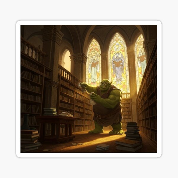 "The Library Ogre at Work" Sticker for Sale by jasonnelsen | Redbubble