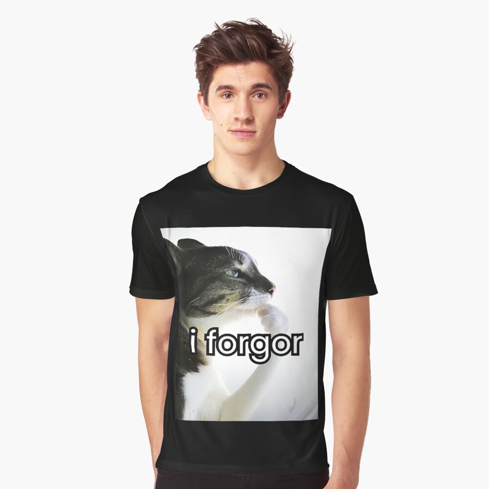 "Funny Silly Cat Meme I Forgor Cringe Brainrot Meme" Sticker for Sale ...