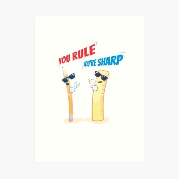 "Youre Sharp Puns Funny Teacher School Teaching Pencil Ruler " Art ...