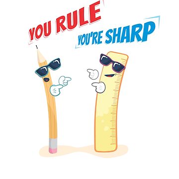 "Youre Sharp Puns Funny Teacher School Teaching Pencil Ruler " Kids T ...