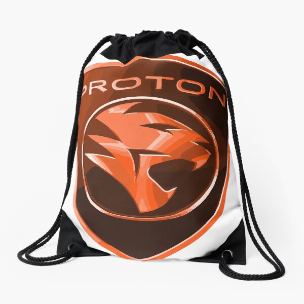 "Proton Power - Orange Proton Car Badge" Drawstring Bag for Sale by ...