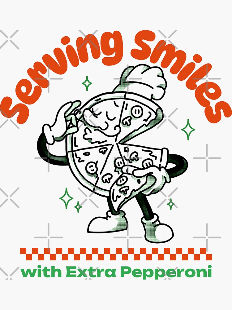 "Serving Smiles with Extra Pepperoni - Pizza Chef" Sticker for Sale by ...