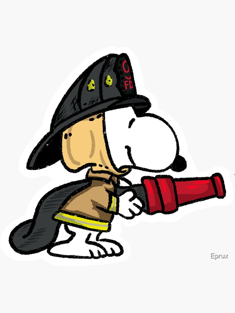 "Firefighter Snoopy Sticker" Sticker for Sale by Eprux | Redbubble