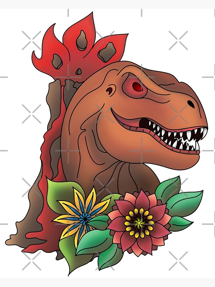 "Dino T-Rex and his explosive volcano" Poster by HantikShit | Redbubble