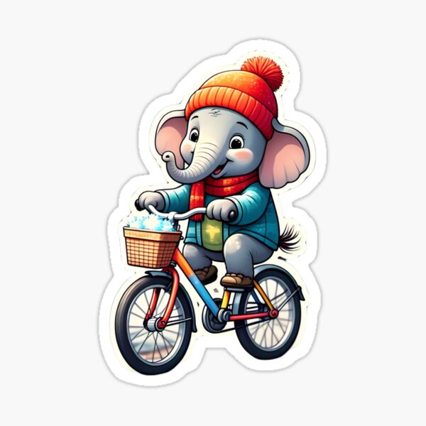 "Winter Ride with Ellie the Elephant" Sticker for Sale by Doug-Healey ...
