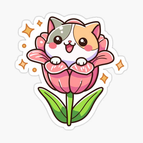 "Tulip Cat" Sticker for Sale by Delidream | Redbubble