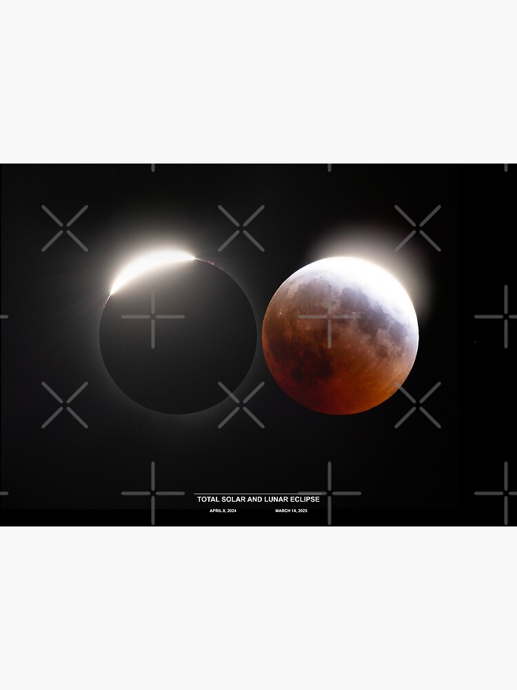 "Total Solar Eclipse and Total Lunar Eclipse 2024-2025" Poster for Sale ...