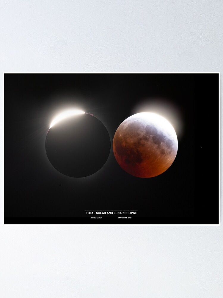 "Total Solar Eclipse and Total Lunar Eclipse 2024-2025" Poster for Sale ...