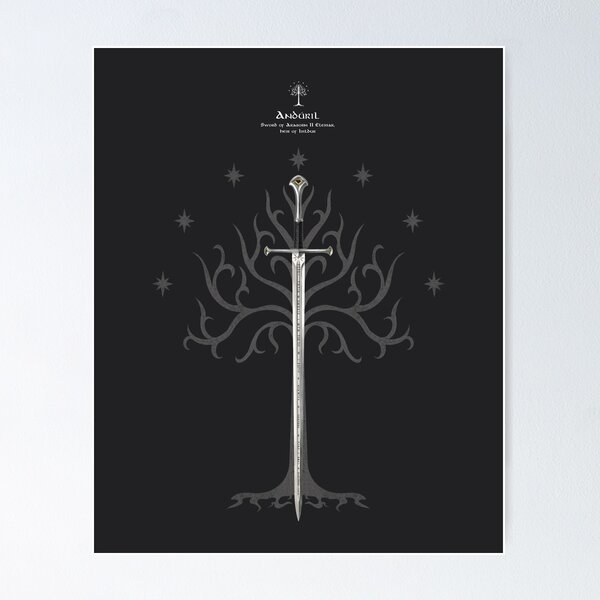 "Andúril, Sword of Aragorn II Elessar, heir of Isildur, LOTR" Poster ...