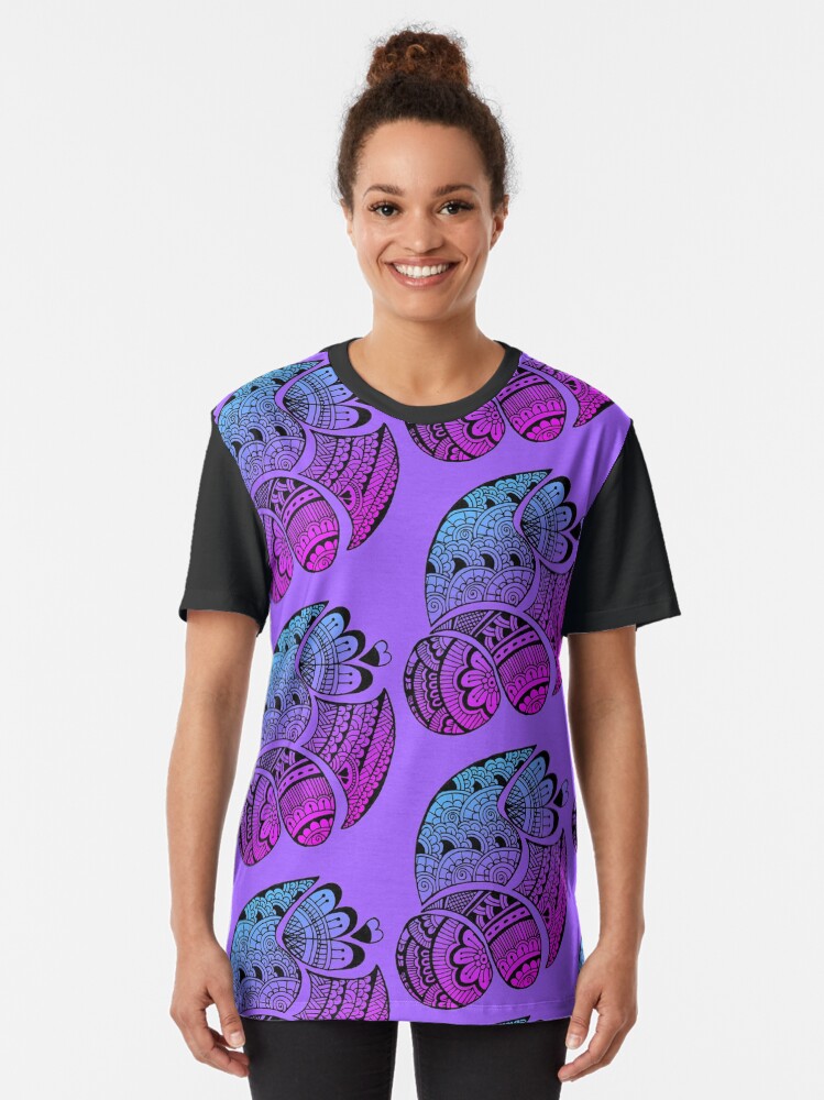 "Blue, Purple, Pink Gradient Hand Drawn Repetitive Pattern Doodle" T ...