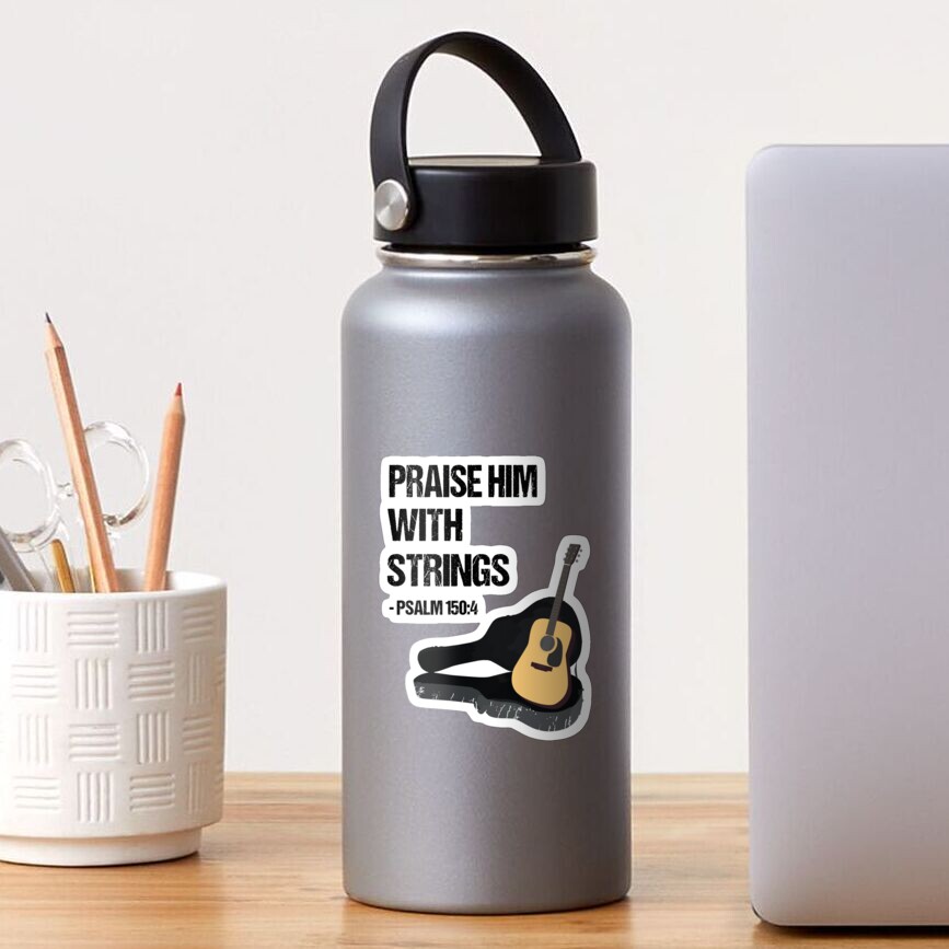 "Praise Him Christian Guitar Player Distressed T Shirt" Sticker for ...