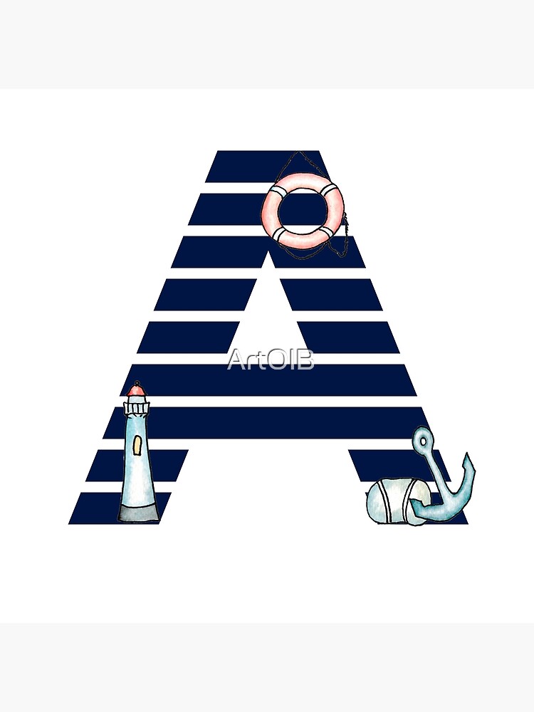 "Letter A - Navy uppercase Alphabet, sea life, seashells, ocean ...