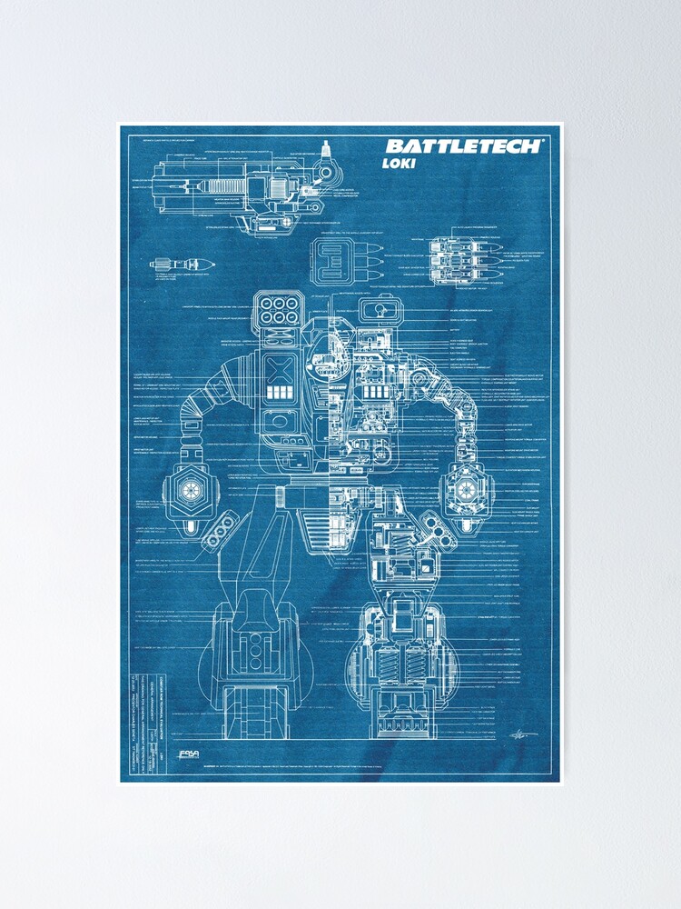"Battletech Blueprint Hellbringer Loki Poster" Poster for Sale by ...