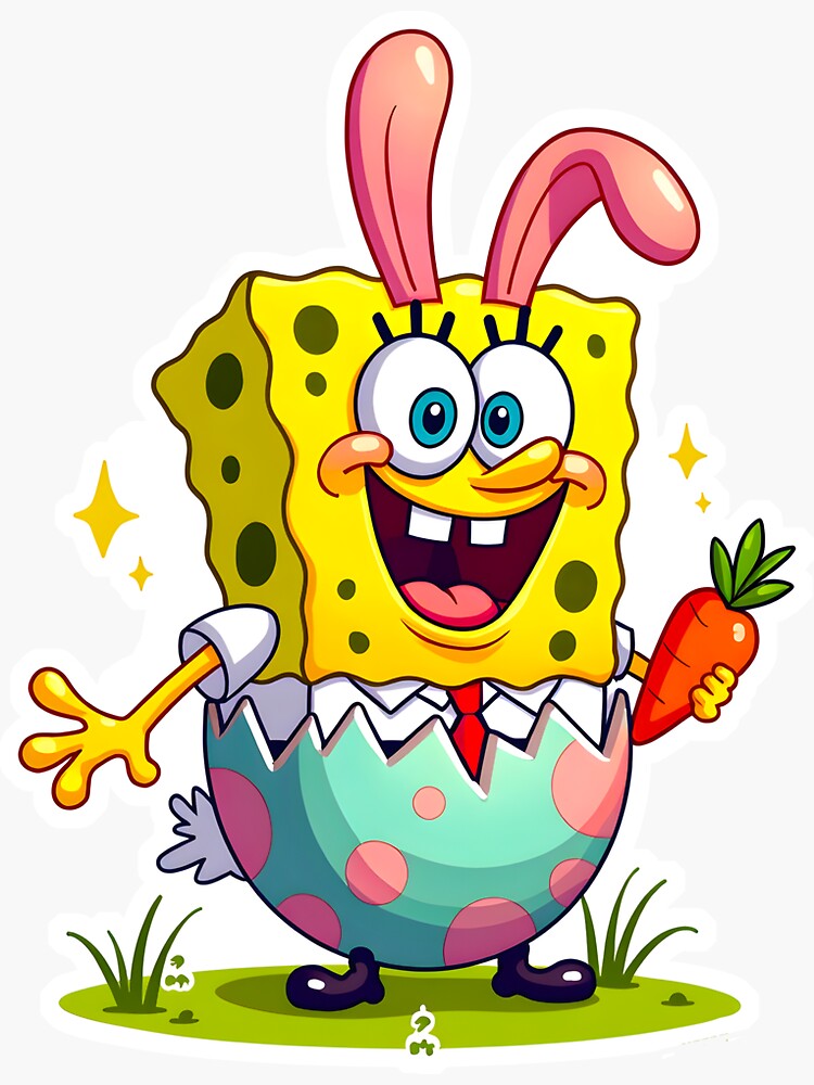 "SpongeBob_Easter_ears_carrot" Sticker for Sale by Enspiretiveart ...